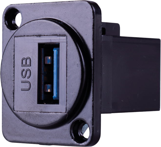 D-Series USB 3.0 Bulkhead Socket Outlet, Coupler - Black | 105-510 ...